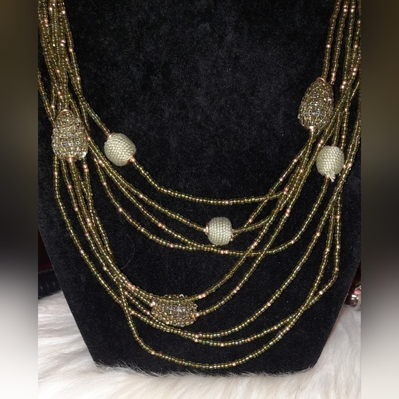 Cato | Jewelry | Shades Of Green Multistrand Boho Beaded Necklace Cato ...